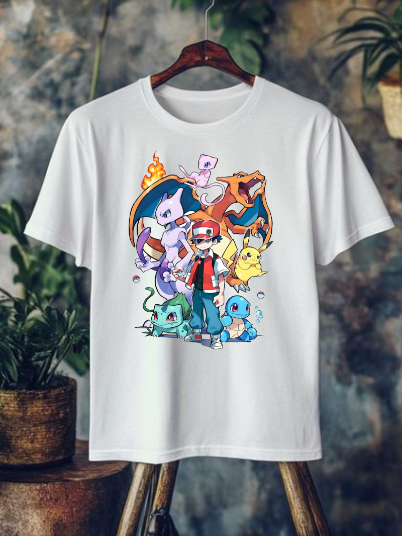 Camiseta Pokémon Adulto e Infantil Mewtwo Bulbasaur Pikachu Squirtle ...