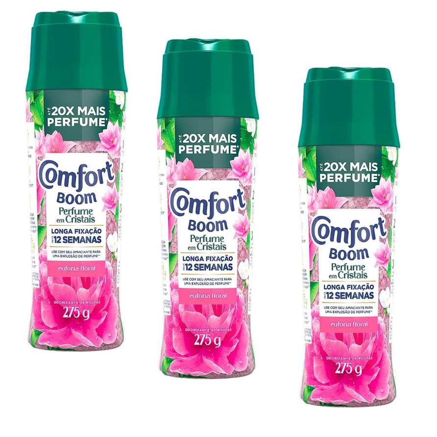 Odorizante perfume para Roupas Comfort Boom Euforia Floral KIT 275g | Shopee Brasil