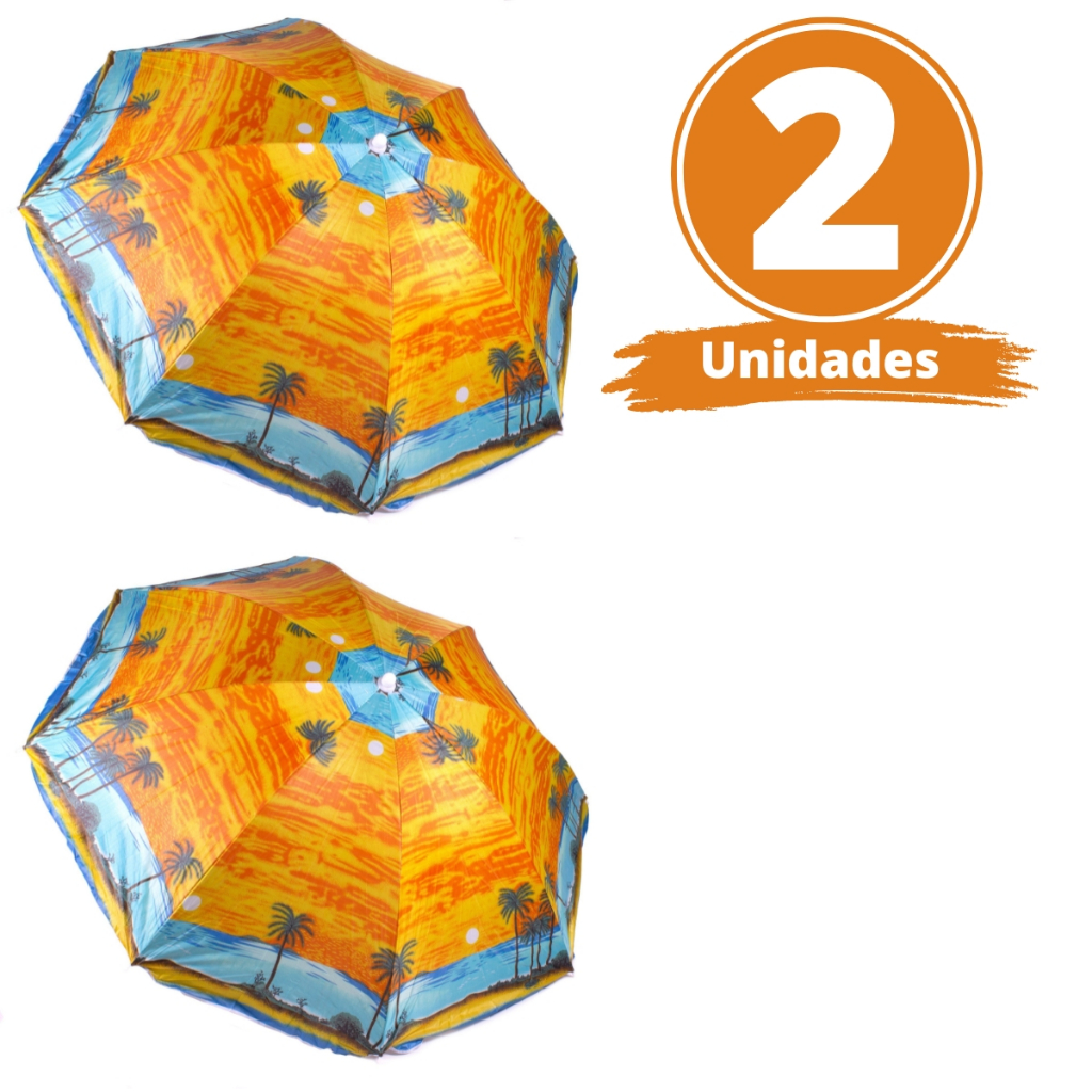 Kit 2 Guarda Sol Gigante Praia 190cmx180cm Reforçado Ajustável Piscina ...