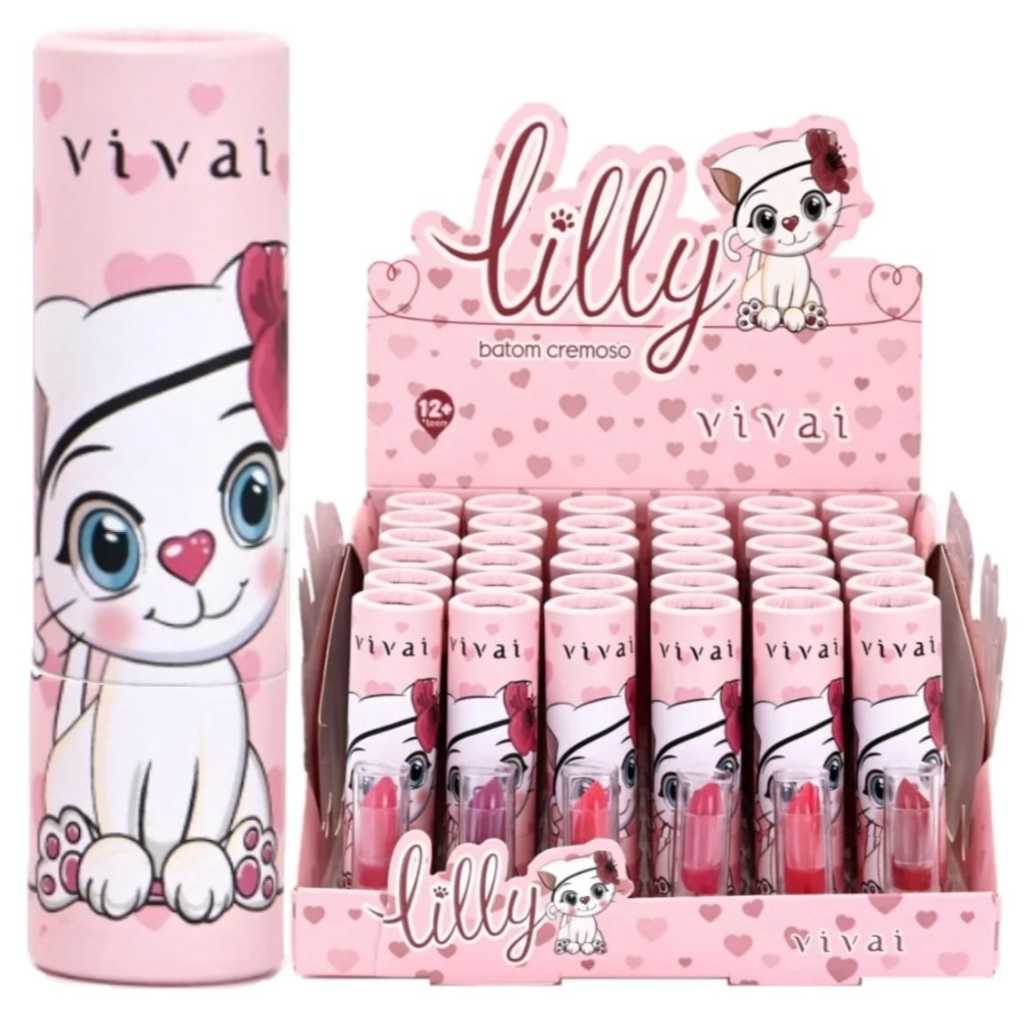 Box c/36 un Batom cremoso Lilly Vivai- 3180.1.1 | Shopee Brasil