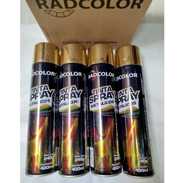 Tinta Spray dourado Metálico Brilhante 400ml Kit Com 2 Un. | Shopee Brasil