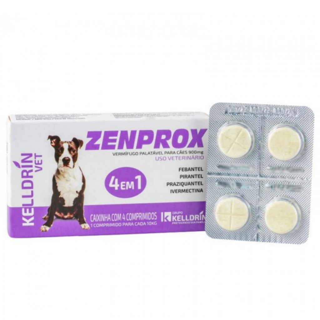 Vermífugo P/ Cães Zenprox 4 em 1 - 900mg até 10kg Médio Porte - Age ...