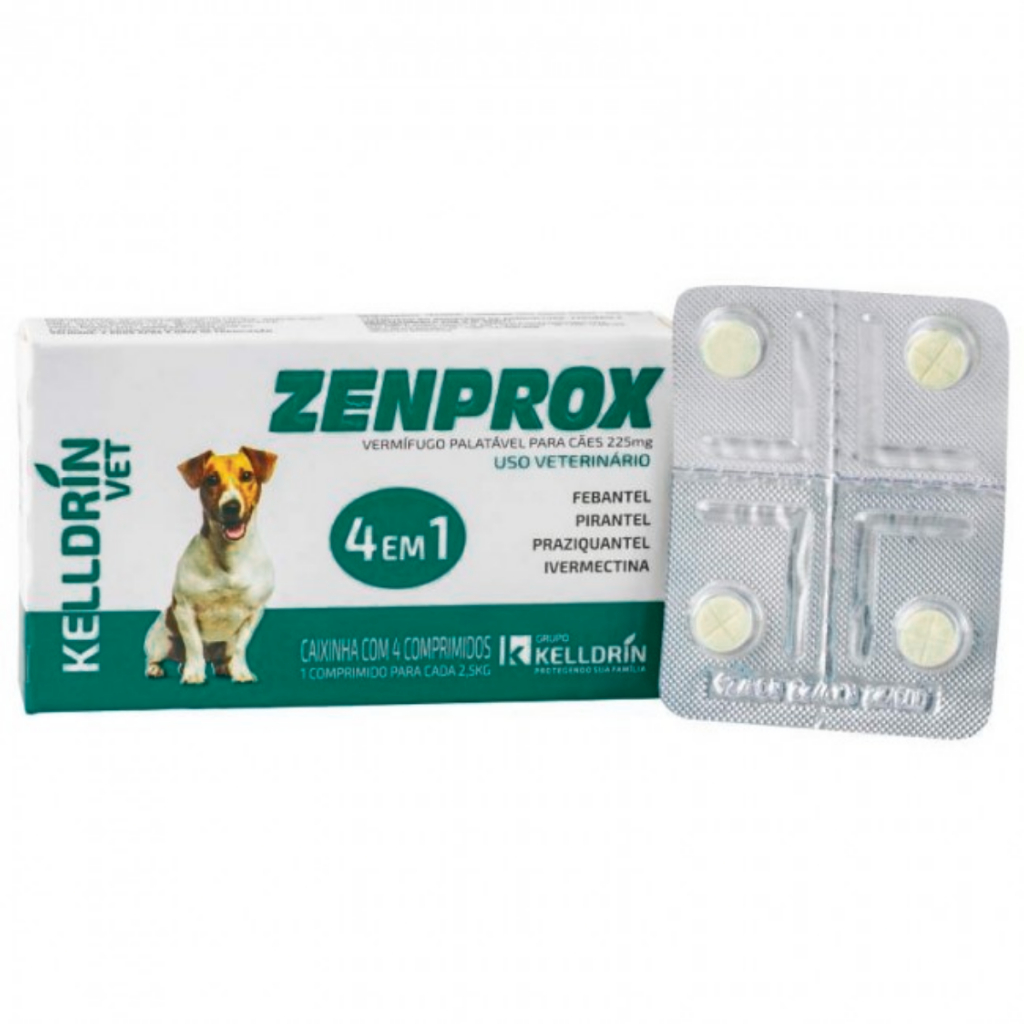 Vermífugo P/ Cães Zenprox 4 em 1 - 225mg até 2,5kg Médio Porte ...