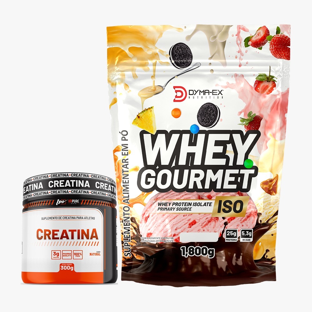 Kit 1 Whey Protein RefilGourmet Iso Concentrado 1.8 kg + 1 Creatina ...