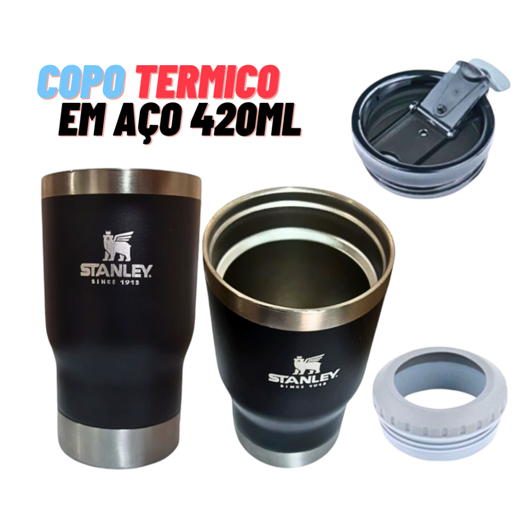 Copo Térmico em Aço Inox 420 ml 5 em 1 com Abridor 4 Horas gelado ou ...