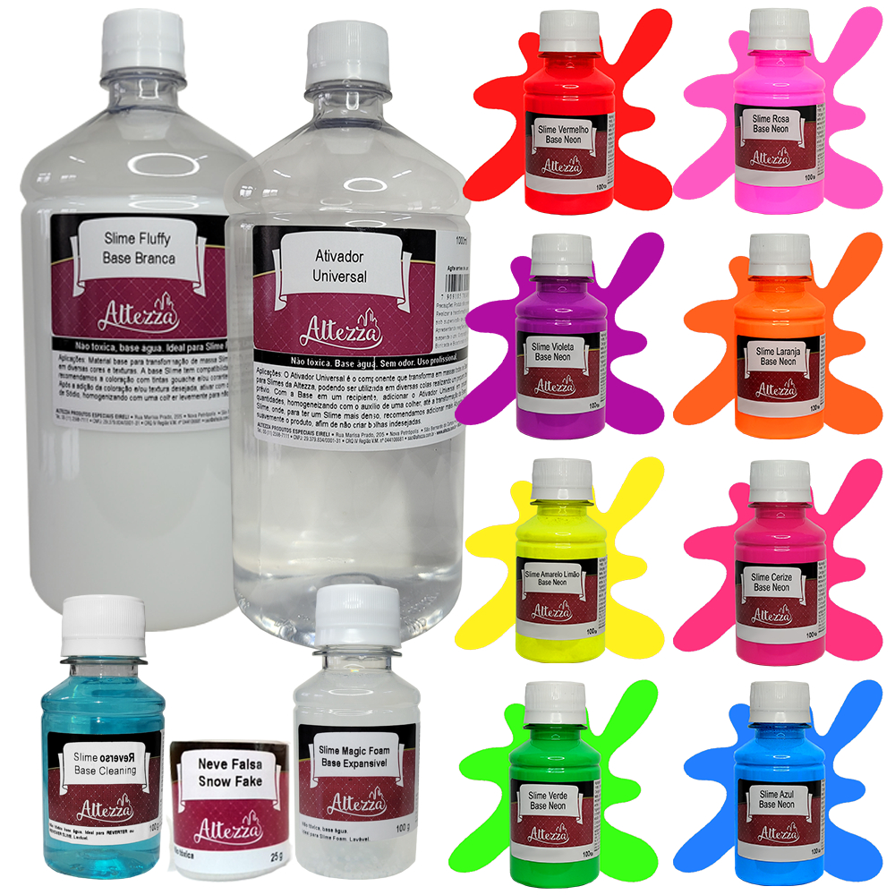 Kit Completo Para Fazer Slime Neon Super Altezza - Criativo DIY Slimes ...
