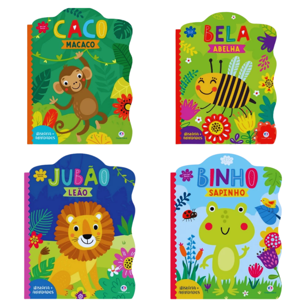 Kit 4 Livros Infantis Coleção Leia com Alegria Abelha Leão Sapo Macaco ...