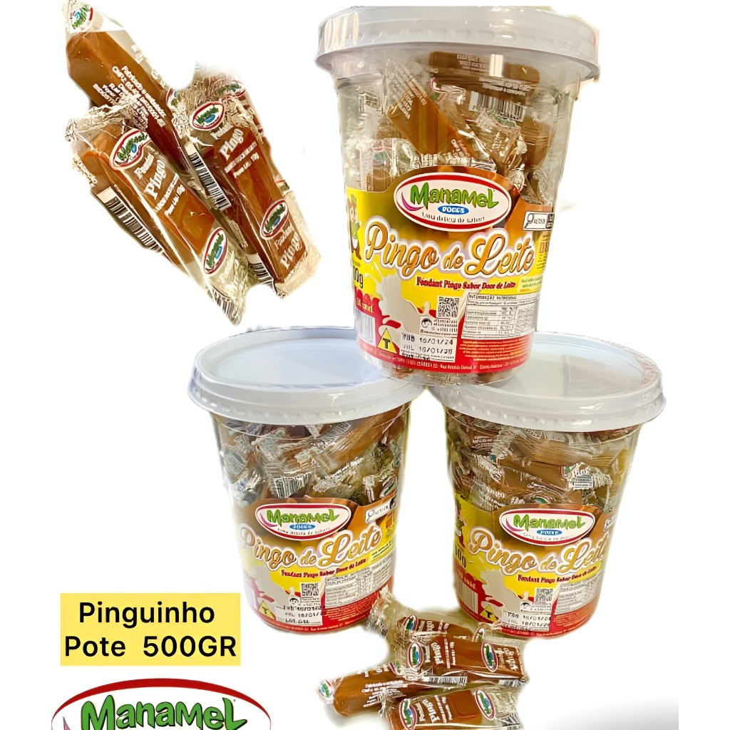 Pingo de Leite Cremoso Pote com 50 unidades 500g Manamel Doce de leite ...