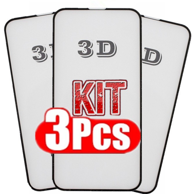 KIT Com 3 Película De Vidro 3D 9D LG K12 PRIME/ MAX / K40S /K41S/ K50S / K51S / K61//K11/K22/K52 ...
