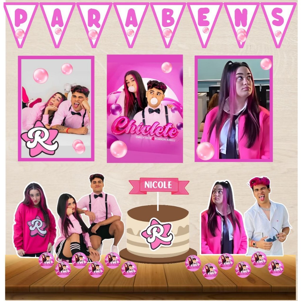 Kit Decoração Festa em Casa Tema Grupo dos Rosa - Emily Vick | Shopee ...