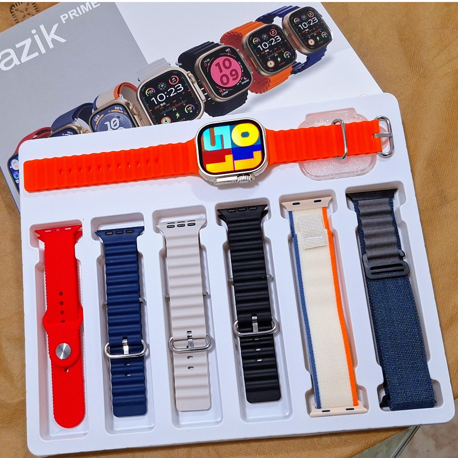 Relógio Inteligente Smartwatch Digital W74 Pro Max Basik + Kit com 7 Pulseiras e Case de ...