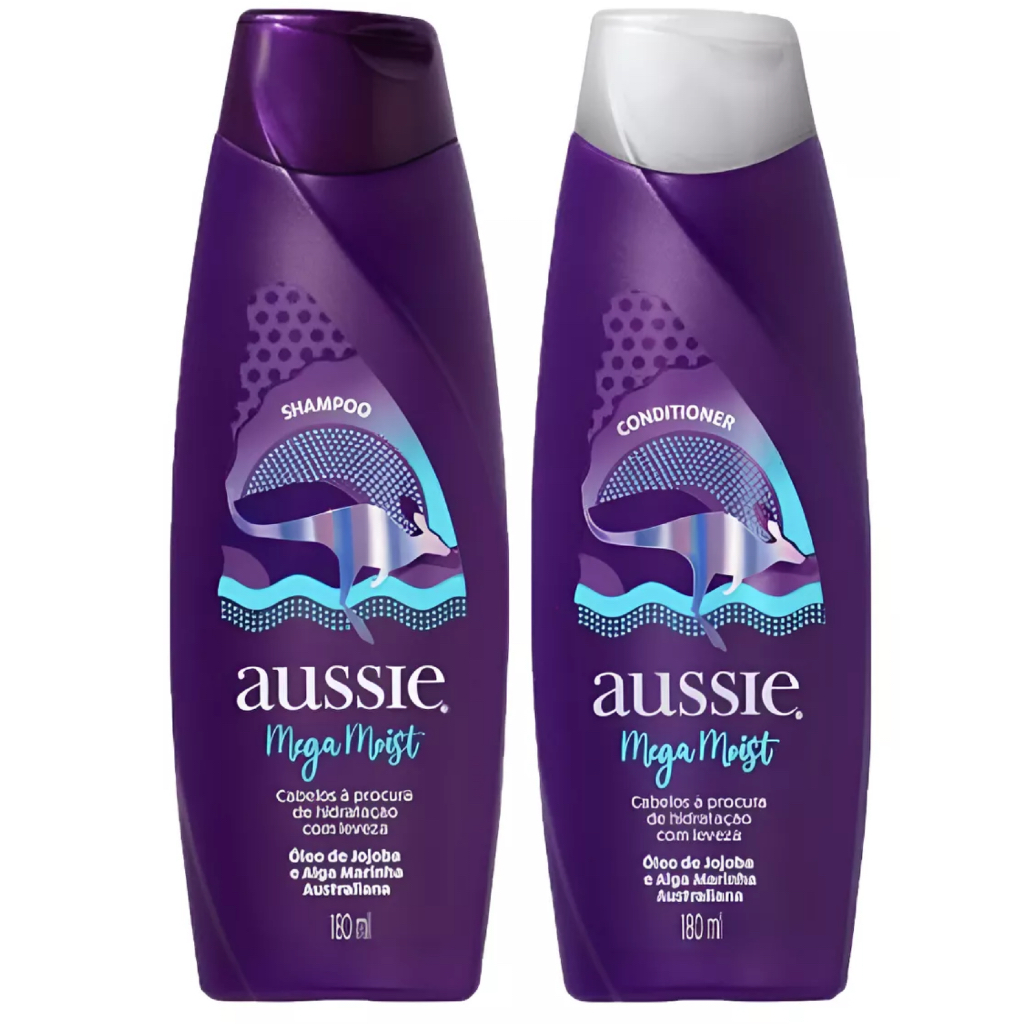 Aussie Shampoo 180ml e Condicionador 180ml Mega Moist | Shopee Brasil