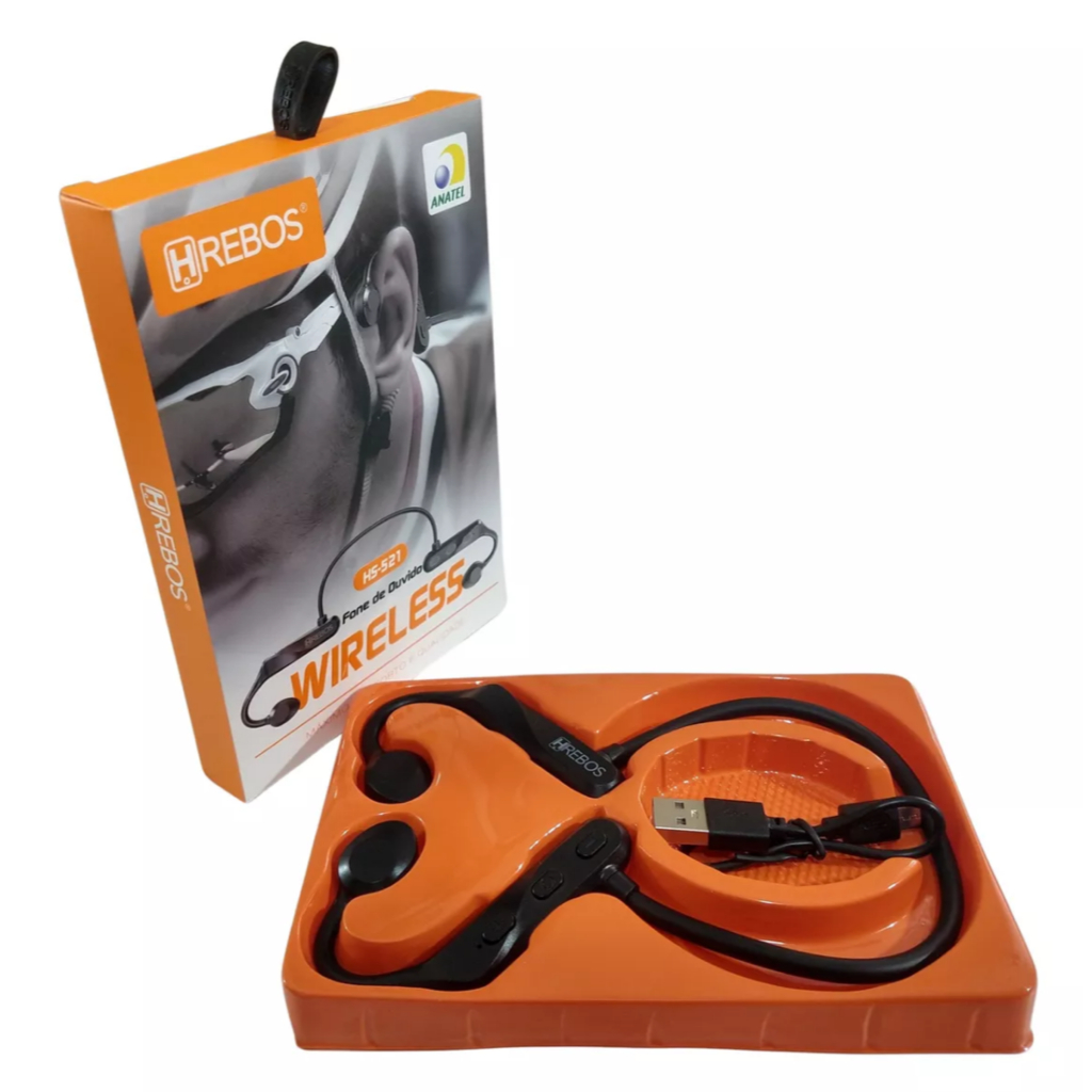 Fone De Ouvido Bluetooth 5.0 Hrebos Hs-521 Earflex Esportivo Cor Preto ...