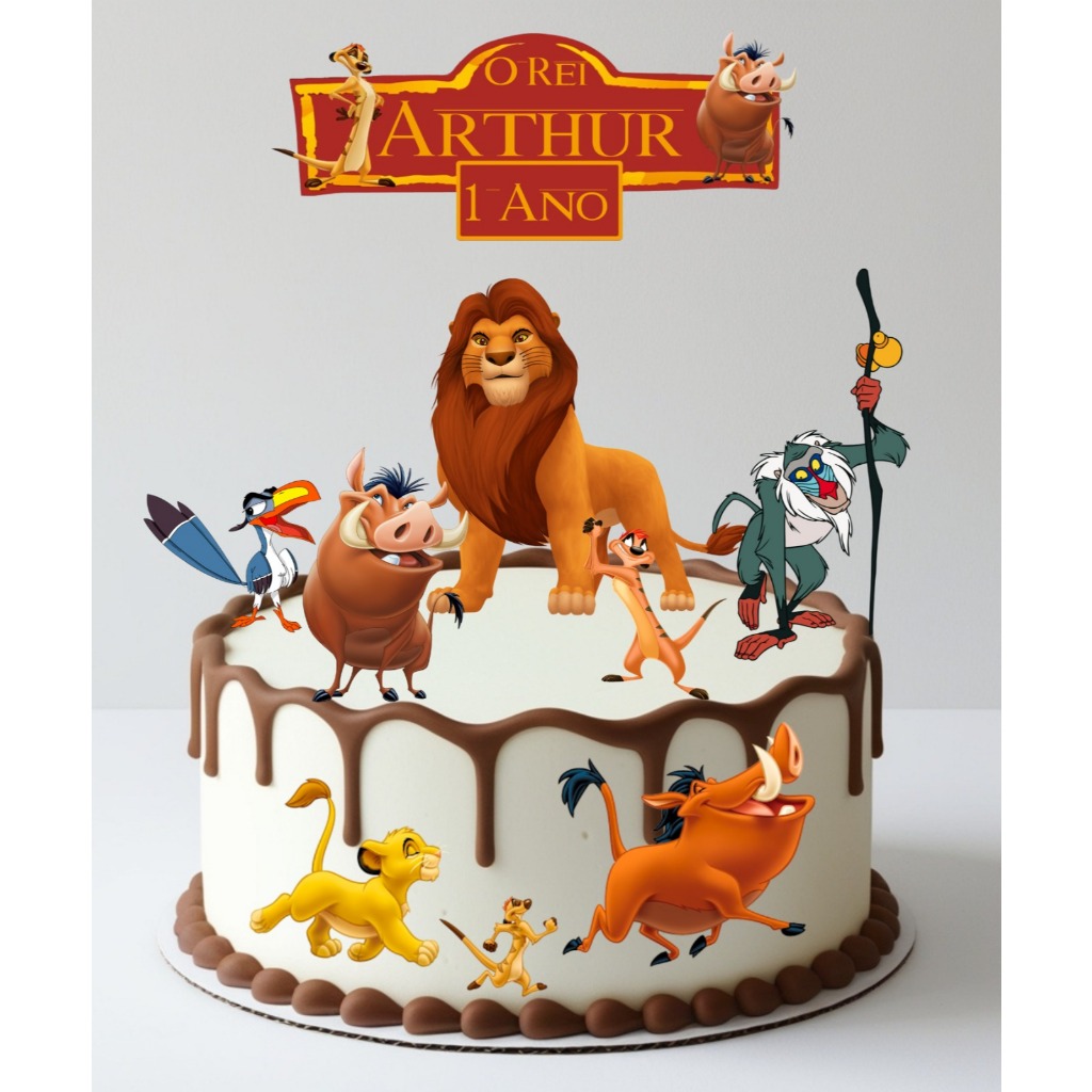 Topo Topper de Bolo Tema Personalizado Rei Leão | Shopee Brasil