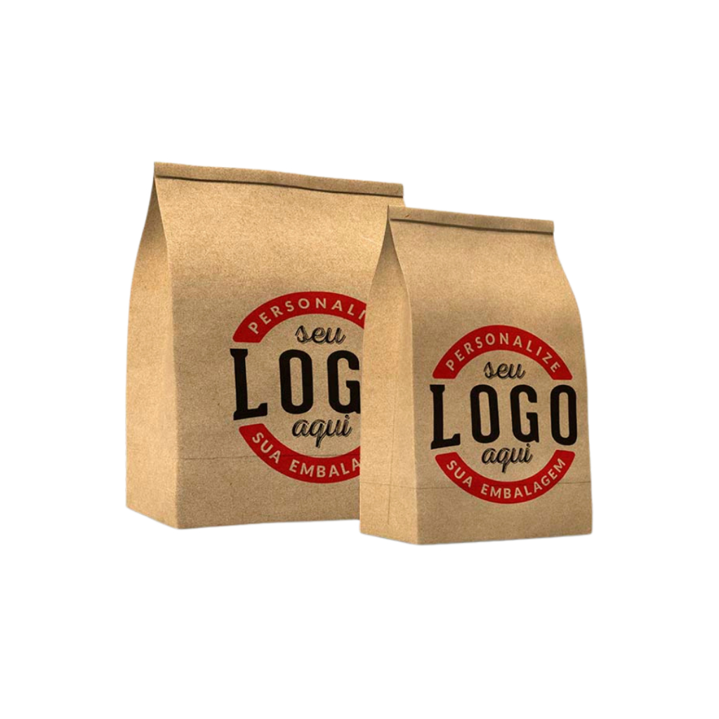 100 Sacos Kraft Delivery 80G Personalizado C/sua Logo - P 18x30x10 ...