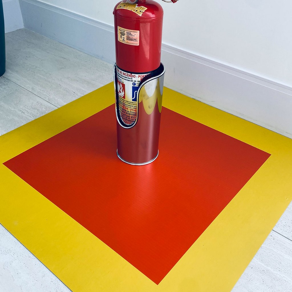 Tapete Demarcação Extintor Incêndio Bombeiro 100x100cm textura LISA ...