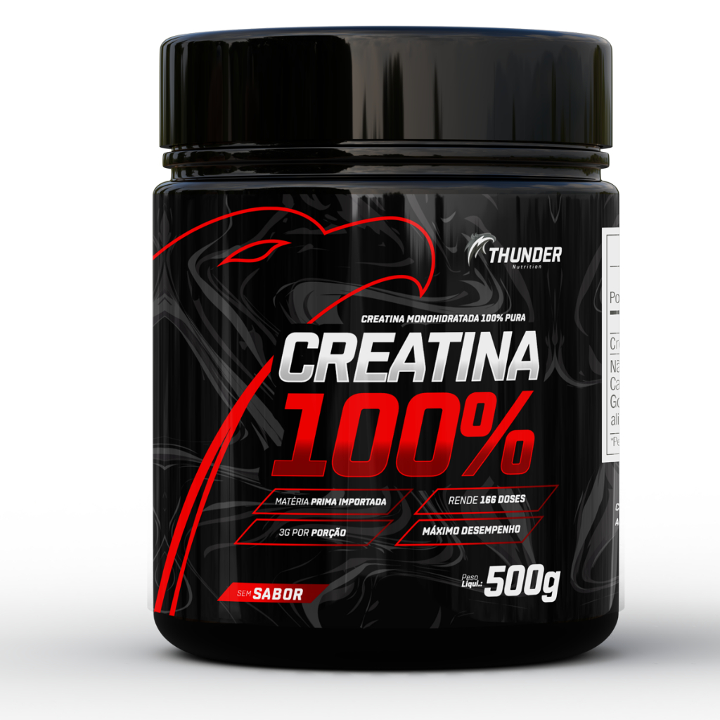 Creatina Monohidratada 100% Pura Pote 500g Thunder - Com laudo de ...
