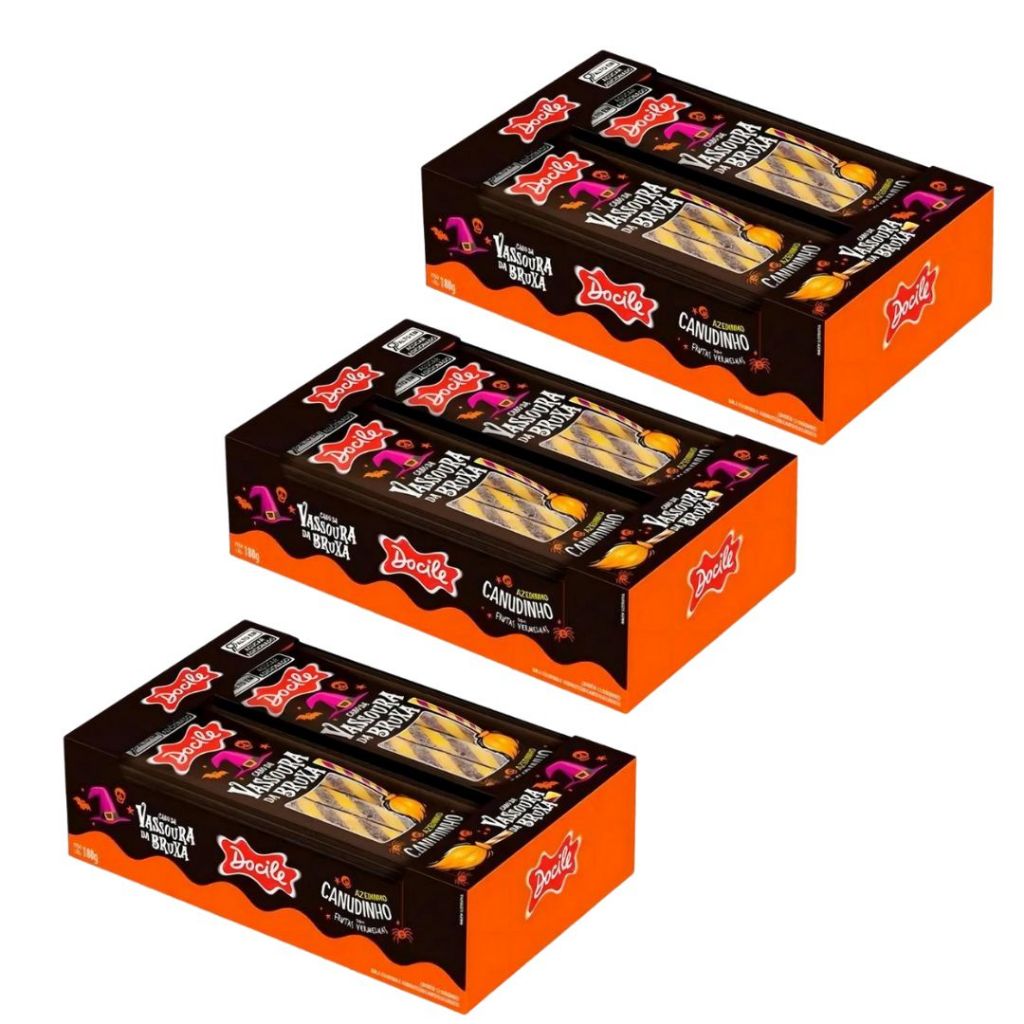 Kit 3 Displays Bala De Gelatina Tubes Cabo da Vassoura da Bruxa Docile ...