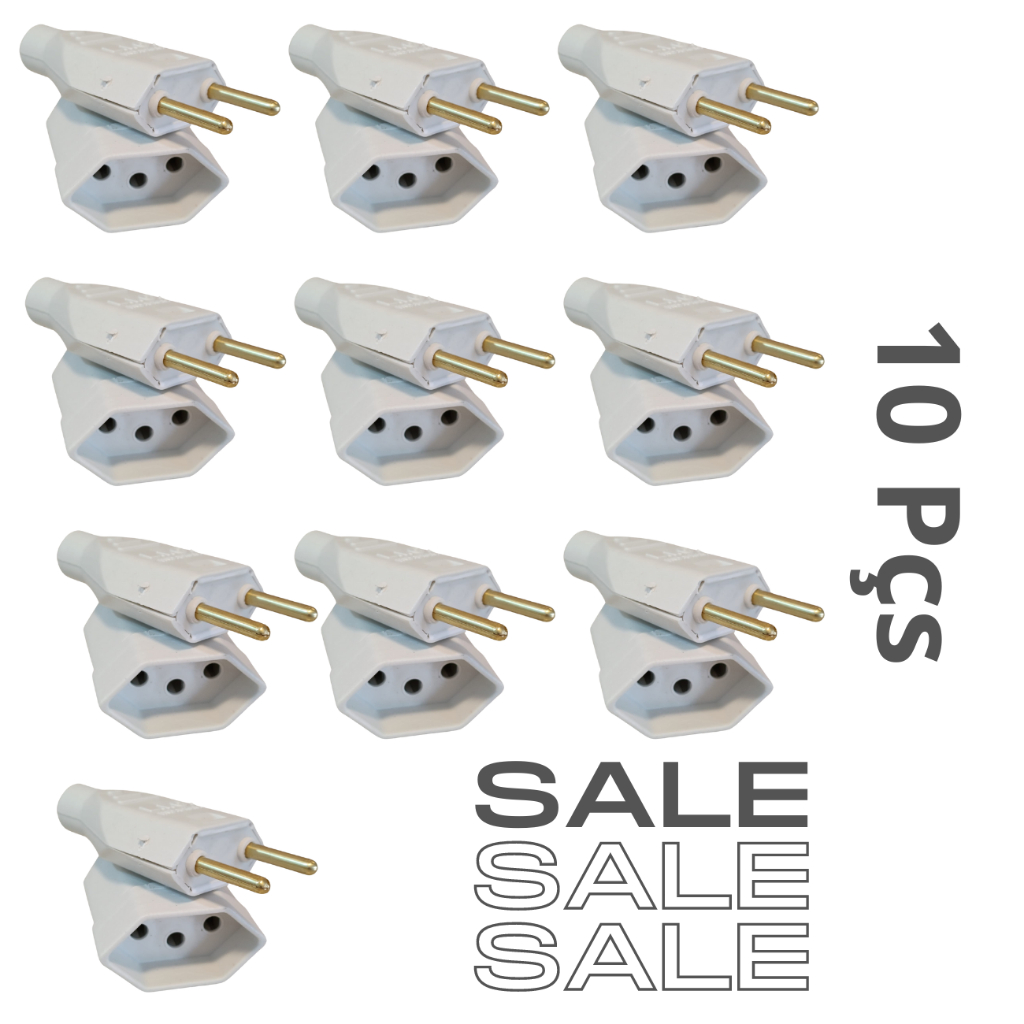 Kit 20 Plugs 2p 10a (10 Macho + 10 Fêmea) 250v Alta Qualidade | Shopee ...