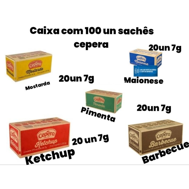 caixa com kit de sachê com 100 un 7g cepera | Shopee Brasil