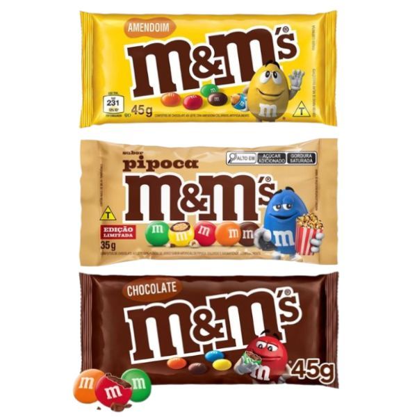 Confeito de Chocolate M&M's Mars Chocolate Amendoim Crispy Pipoca 45g 35g MM M&M | Shopee Brasil