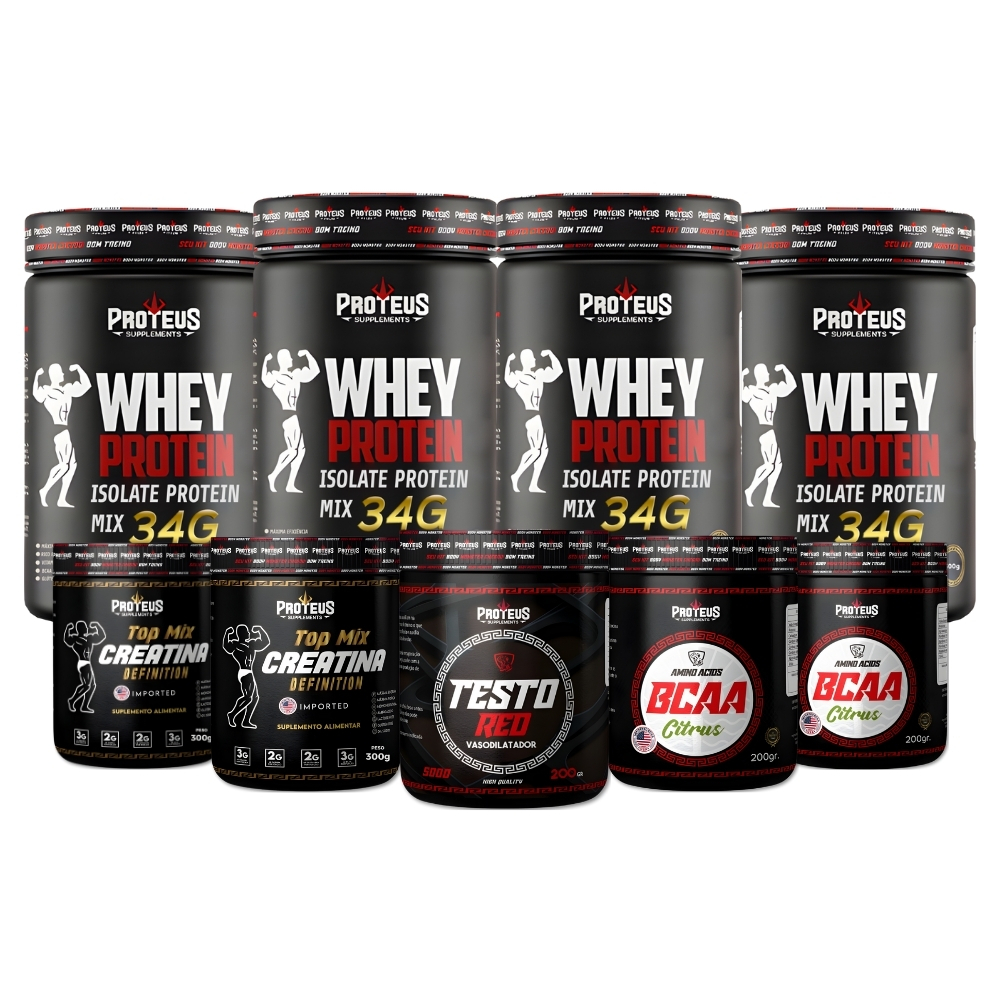 Kit Whey Protein 2kg + Creatina 600g + Bcaa 400g + Testo 200g | Shopee ...