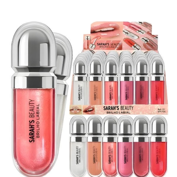 KIT 6 Gloss Labial Sara Sarah's Beauty brilho intenso o melhor | Shopee ...