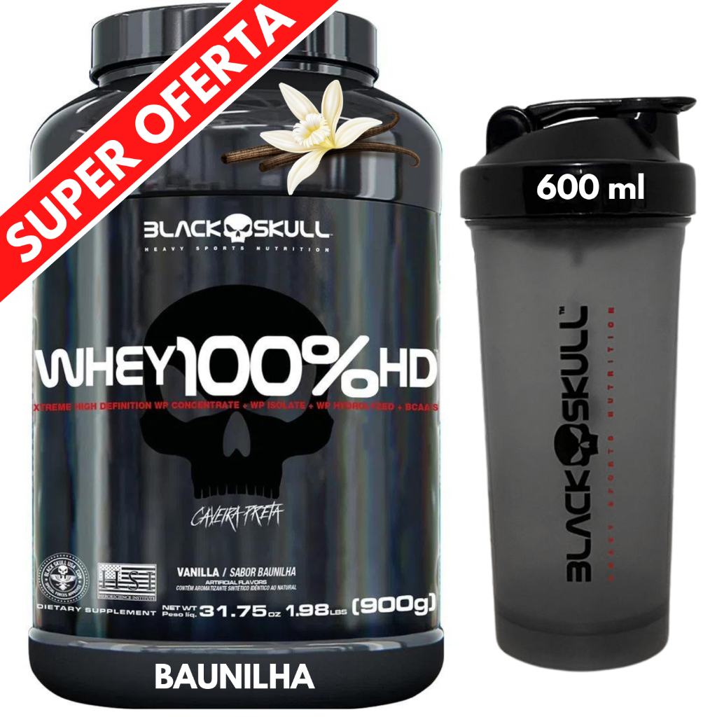 Whey Protein 100% HD Pure 900g Isolado - Hidrolisado - Concentrado Pote + Coqueteleira - Kit ...