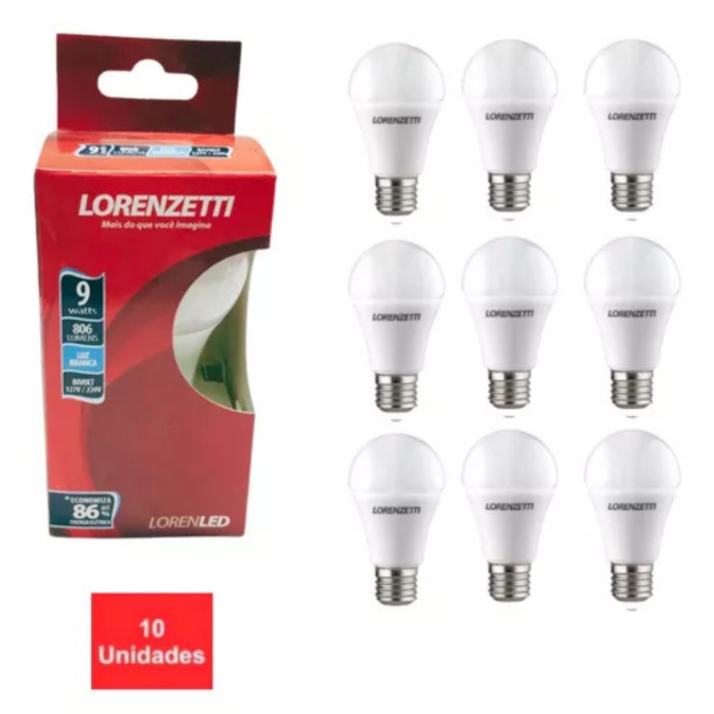 Kit 10 Lâmpadas Led Bulbo Lorenzetti 09w Luz Branca E-27 Cor Da Luz ...
