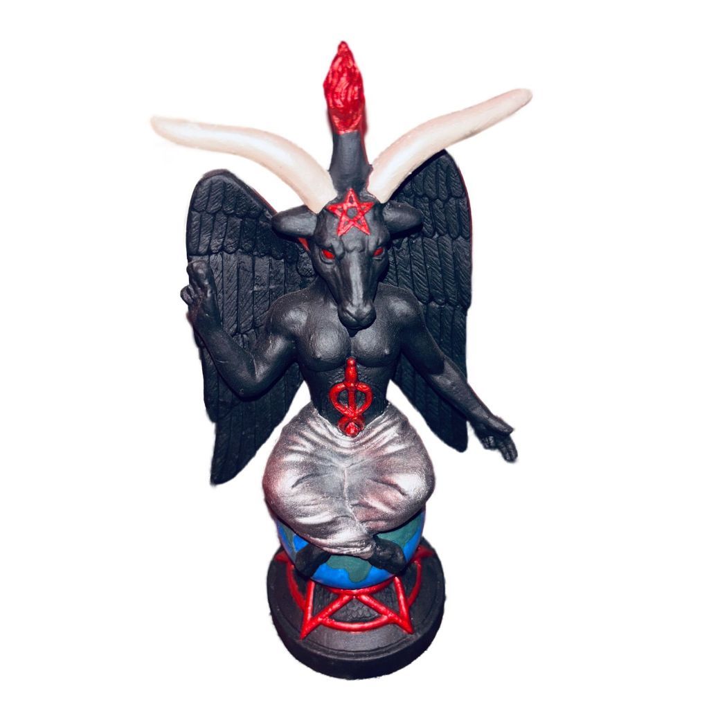 Imagem Exu Belzebu Baphomet 25 cm preto com asas em gesso personalizado ...