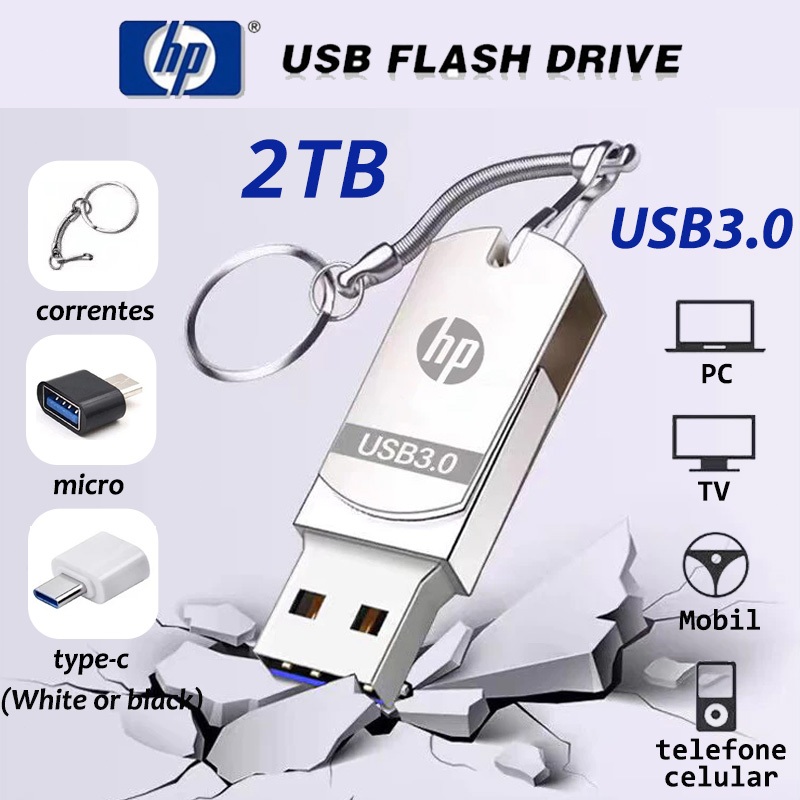 Unidade Flash HP USB 3.0 Pendrive 2TB Flashdisk 2TB Metal Flash Drive ...