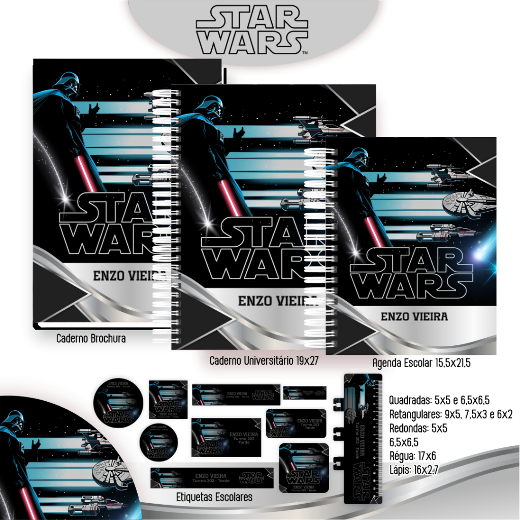 26 - STAR WARS / AGENDA ESCOLAR / PERSONALIZADO COM O NOME | Shopee Brasil