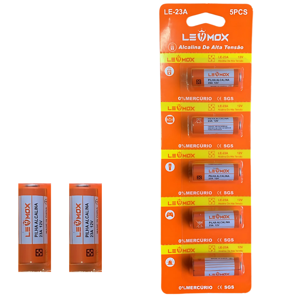 Pilha Bateria Alcalina 12v 23a Lehmox Cartela 5 Unidades | Shopee Brasil