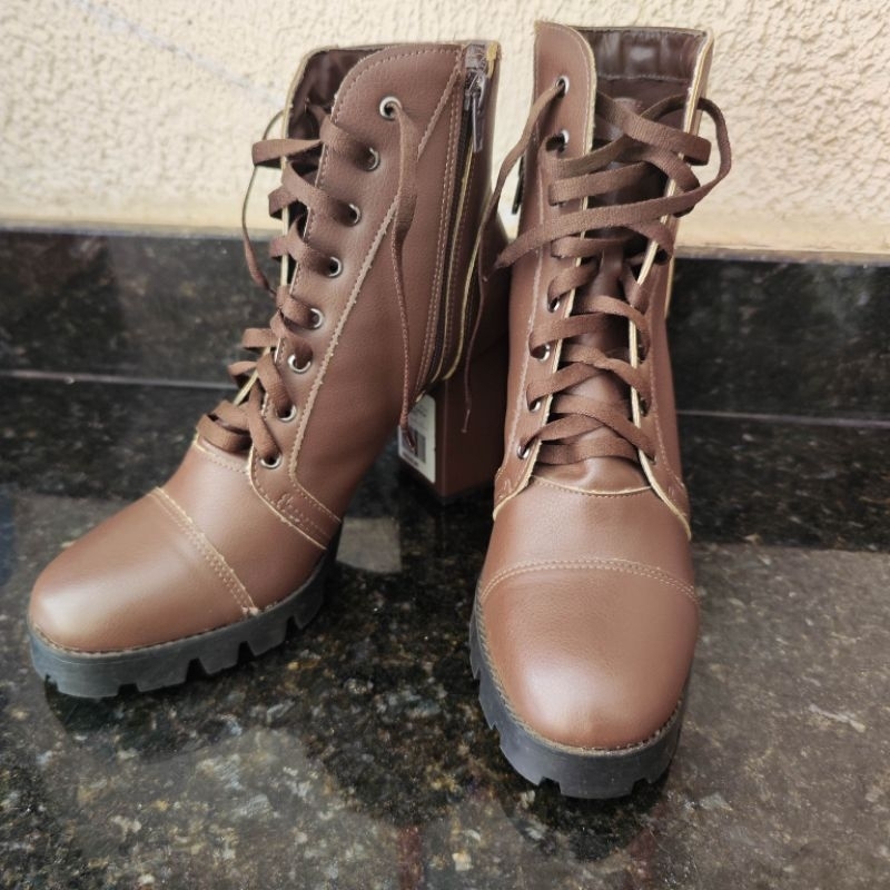 Bota Coturno Marrom Zatta Feminina Tamanho 38 Conforto e Estilo para o Inverno | Shopee Brasil