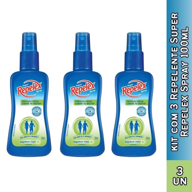 KIT COM 3 Repelente Super Repelex Spray 100ml | Shopee Brasil