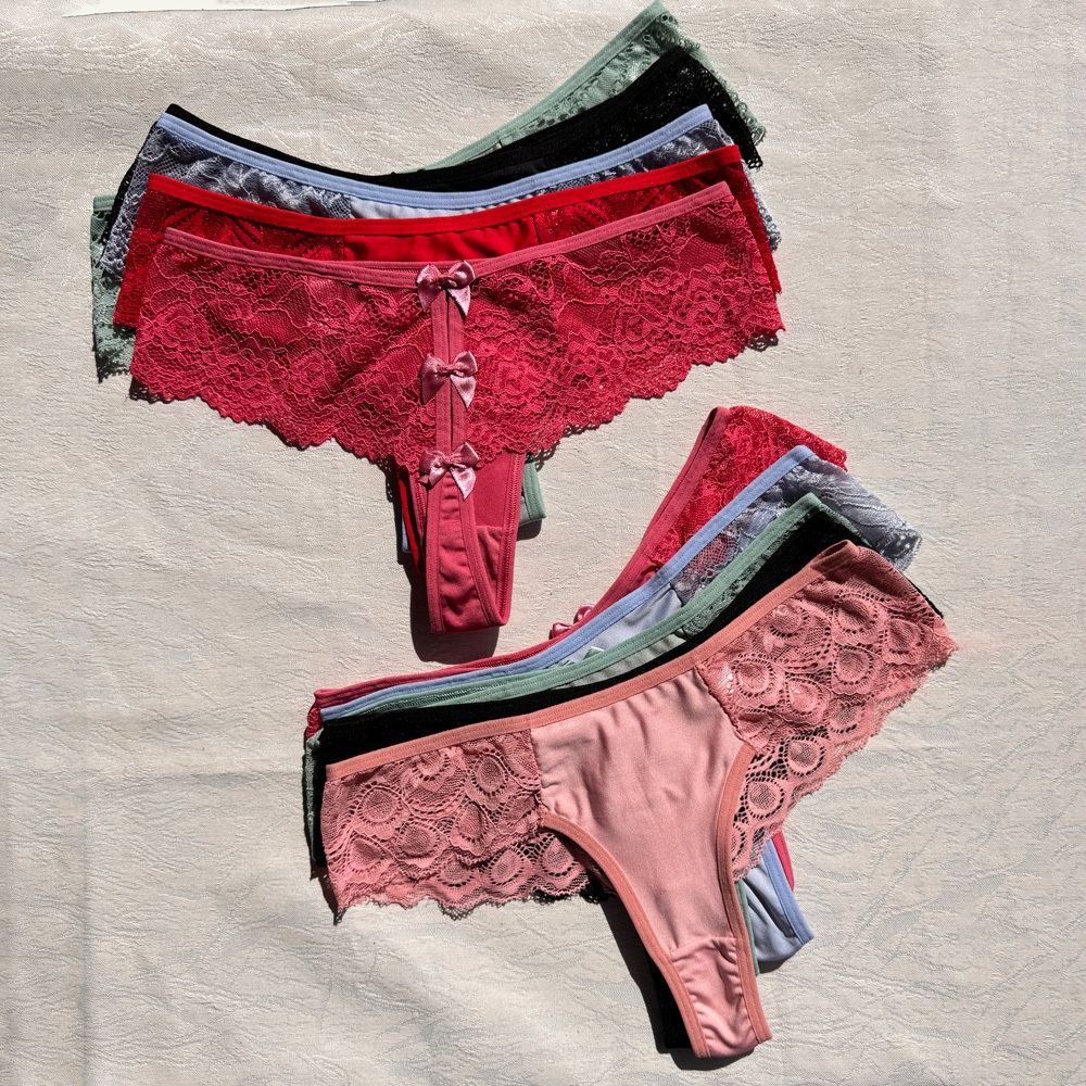 Kit Calcinhas Sensuais em Microfibra e Renda com Lacinhos no Bumbum ...