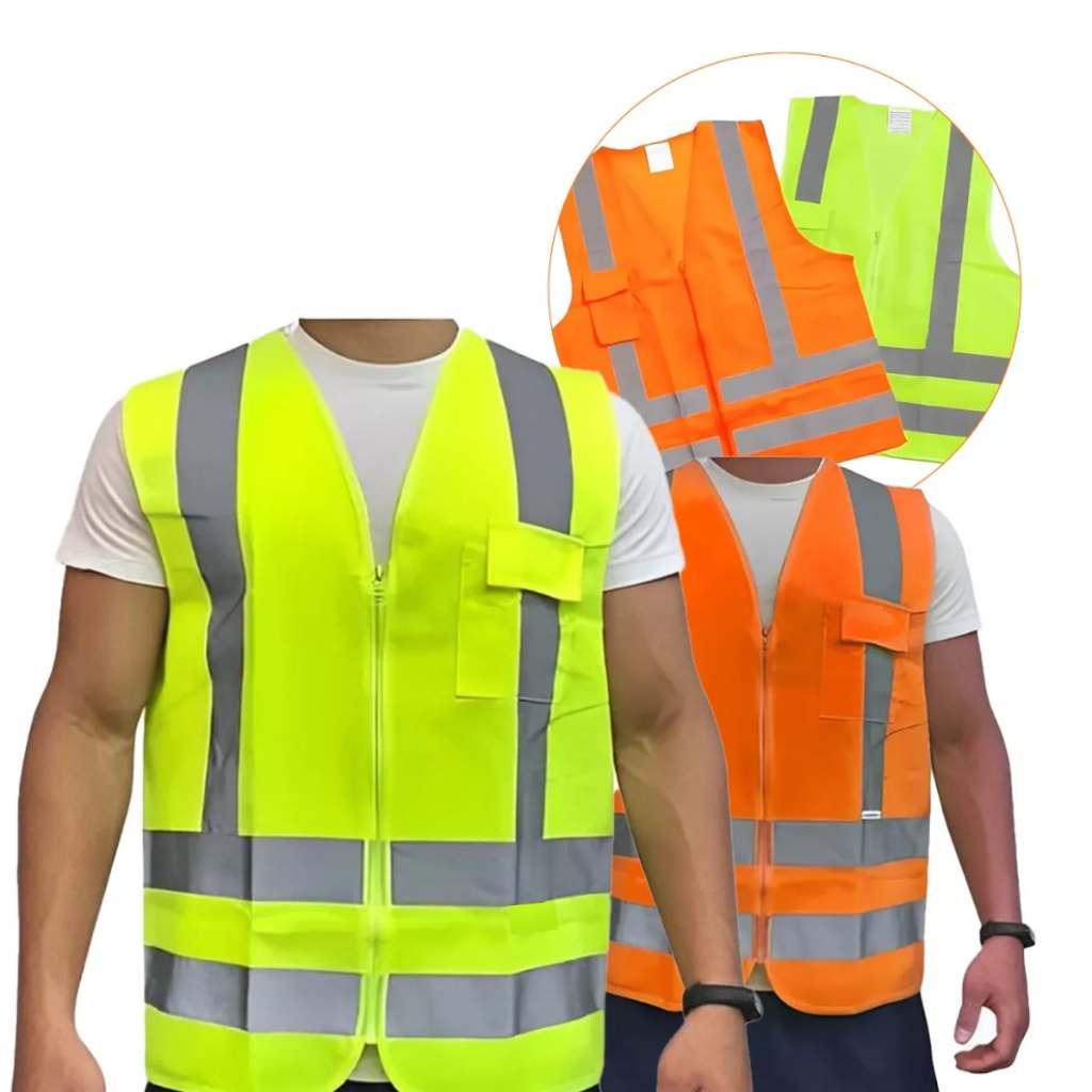 Colete De Segurança Refletivo Com Bolso 4 Faixas Sinalização Verde ...