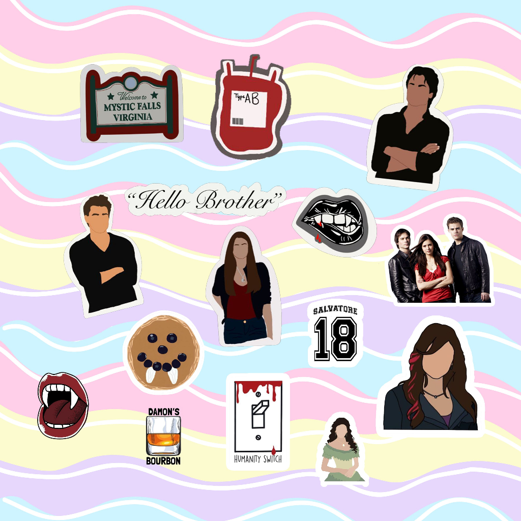 Sticker | 20 adesivos | THE VAMPIRE DIARIES - elena stefan damon ...