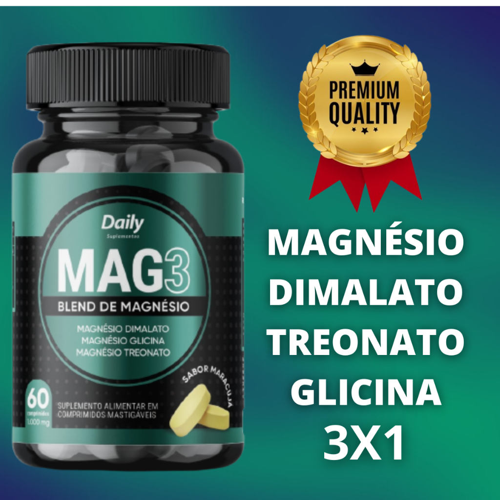 Blend de Magnésio Mag3 Original Daily Para Concentração Mastigável ...