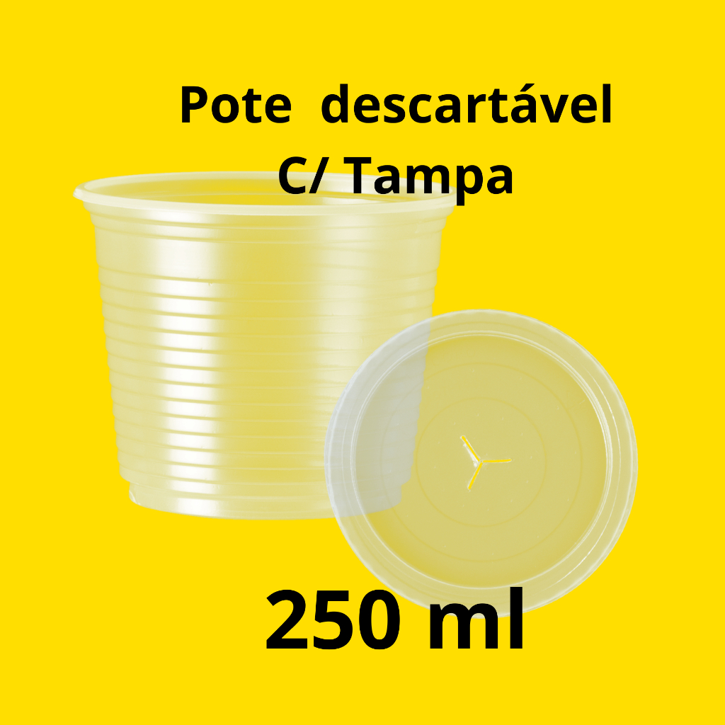 Pote descartável 250 ml com tampa com 50 unidades | Shopee Brasil