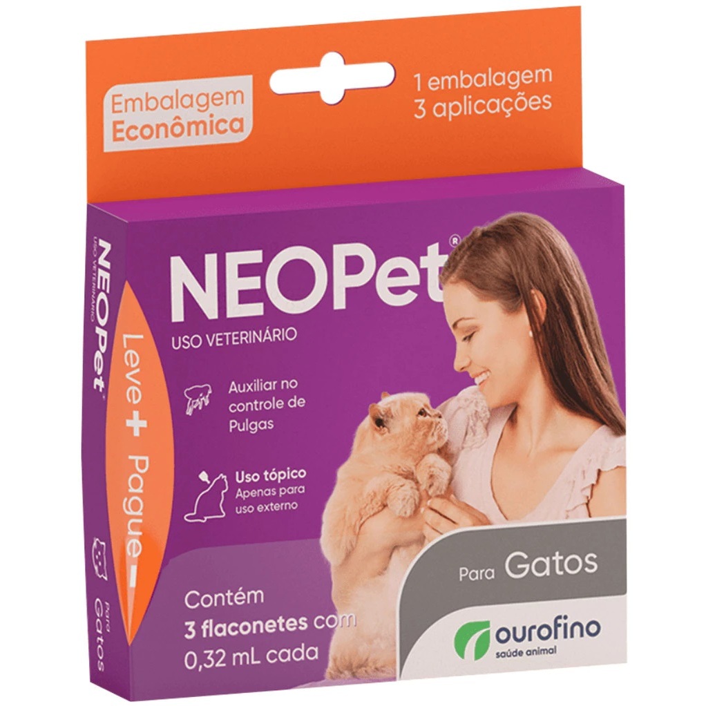 NeoPet Gatos até 8kgs AntiPulgas com 3 Pipetas - OuroFino Pet | Shopee ...