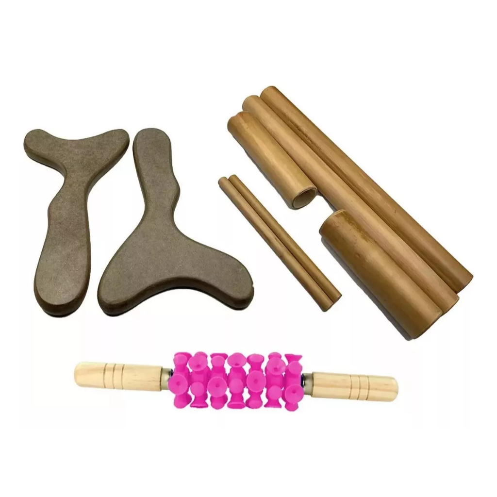 kit para Massagem Modeladora /Turbinada com Pantalas, Bambu e Rolo ROSA ...