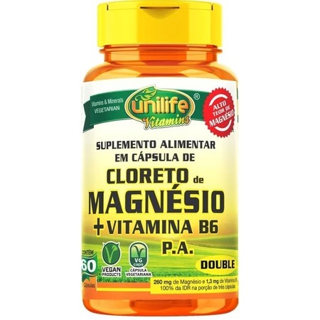 CLORETO DE MAGNÉSIO P.A E VITAMINA B6 -60 CAPSULAS - UNILIFE | Shopee Brasil