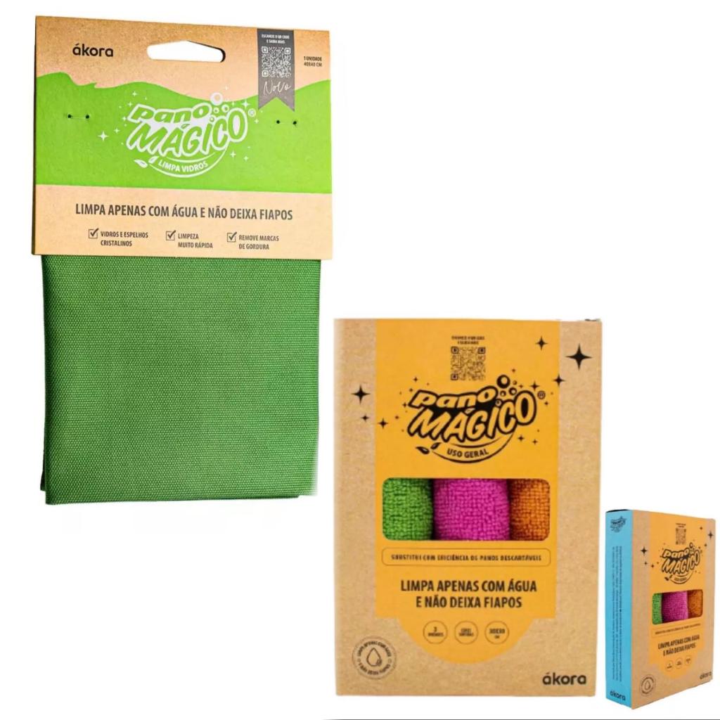 Pano Mágico Limpa Vidros 40x40cm Kit Pano Mágico Uso Geral 30x30cm 3 ...