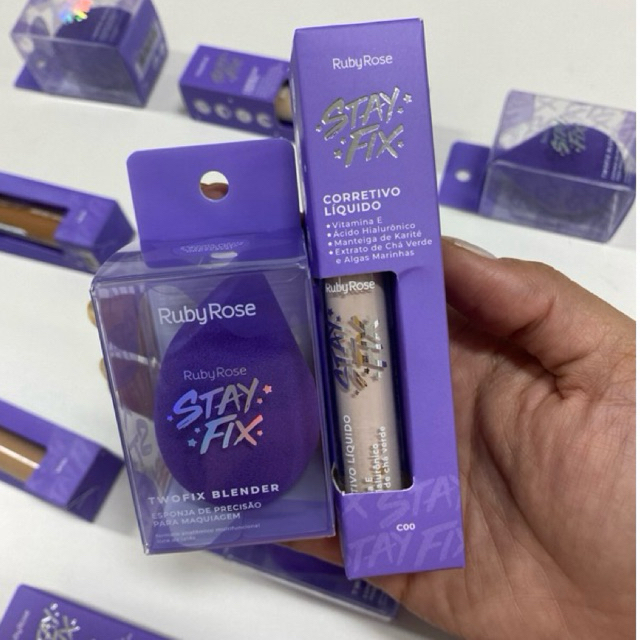 Kit Corretivo Stay Fix efeito semi-matte natural alta cobertura e longa ...