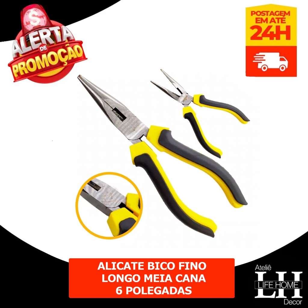 Alicate De Bico Fino Longo 6 Polegadas 150mm Cabo Emborrachado Ergonômica Meia Cana | Shopee Brasil