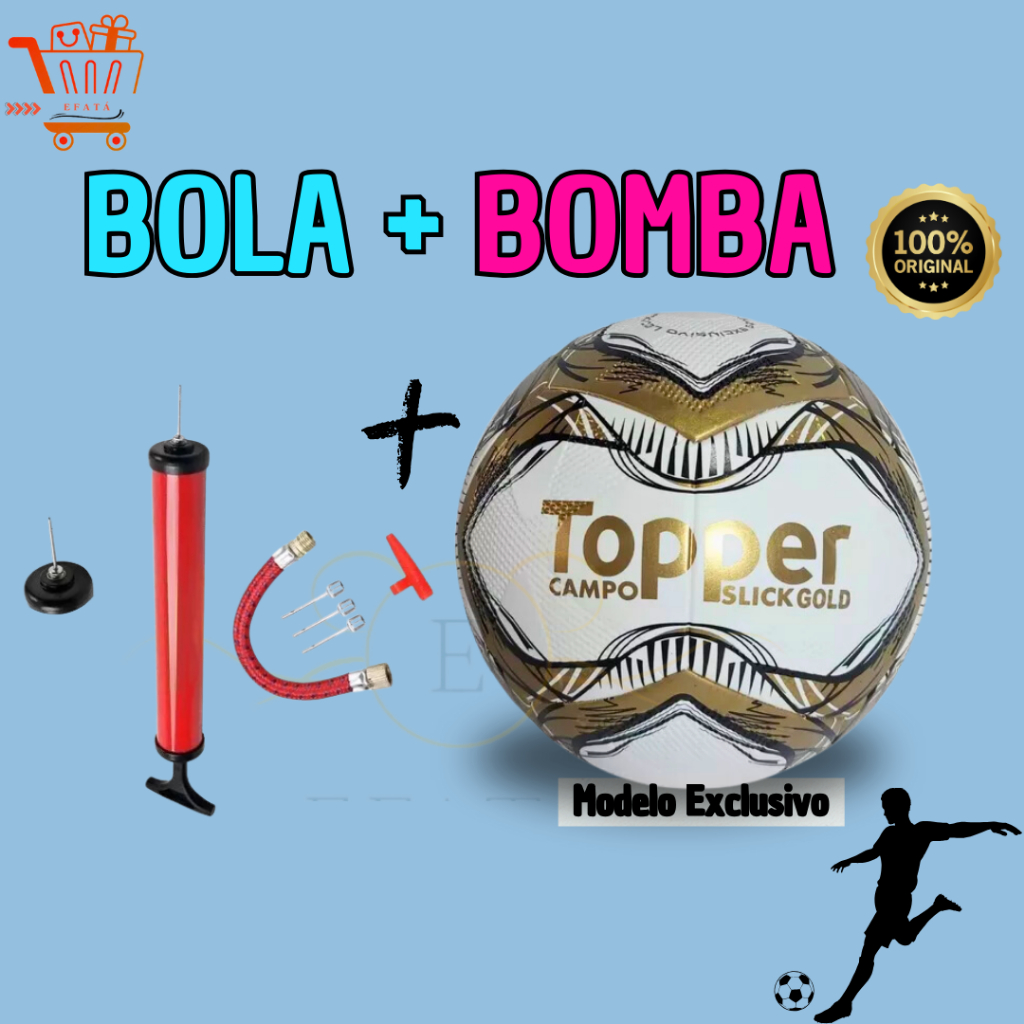 Kit Bola Topper Campo Futebol de Salão Adulto Oficial Original + Bomba ...