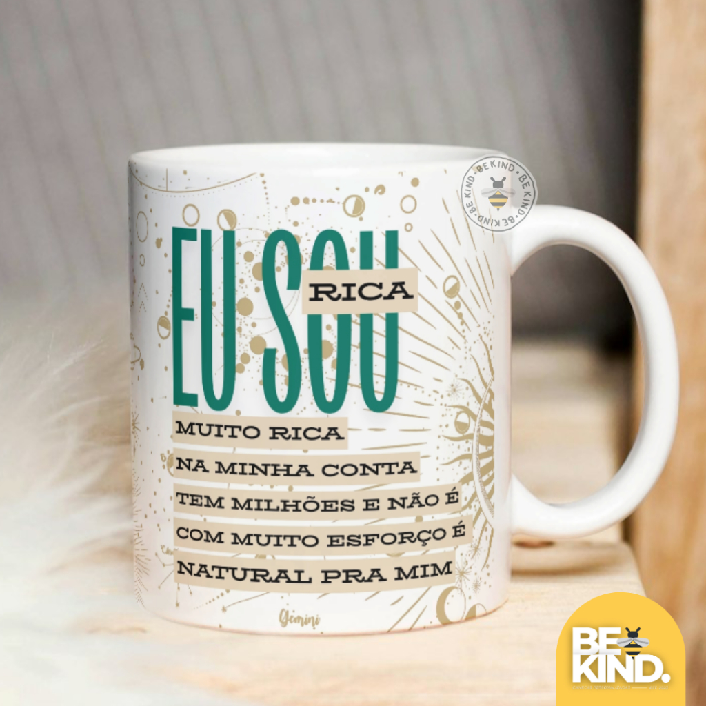 Caneca de Porcelana Personalizada Mantra Eu Sou Rica Muito Rica Lei da ...