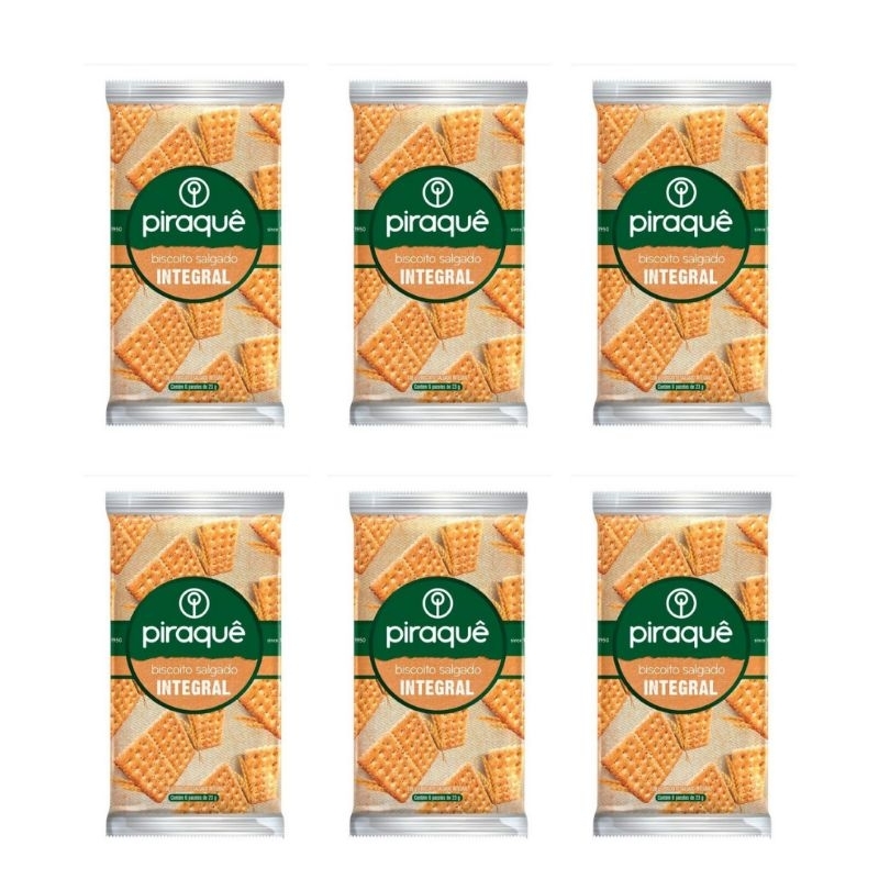 Biscoito Salgado Piraquê Integral Pacote com 138g Kit 6 Un | Shopee Brasil