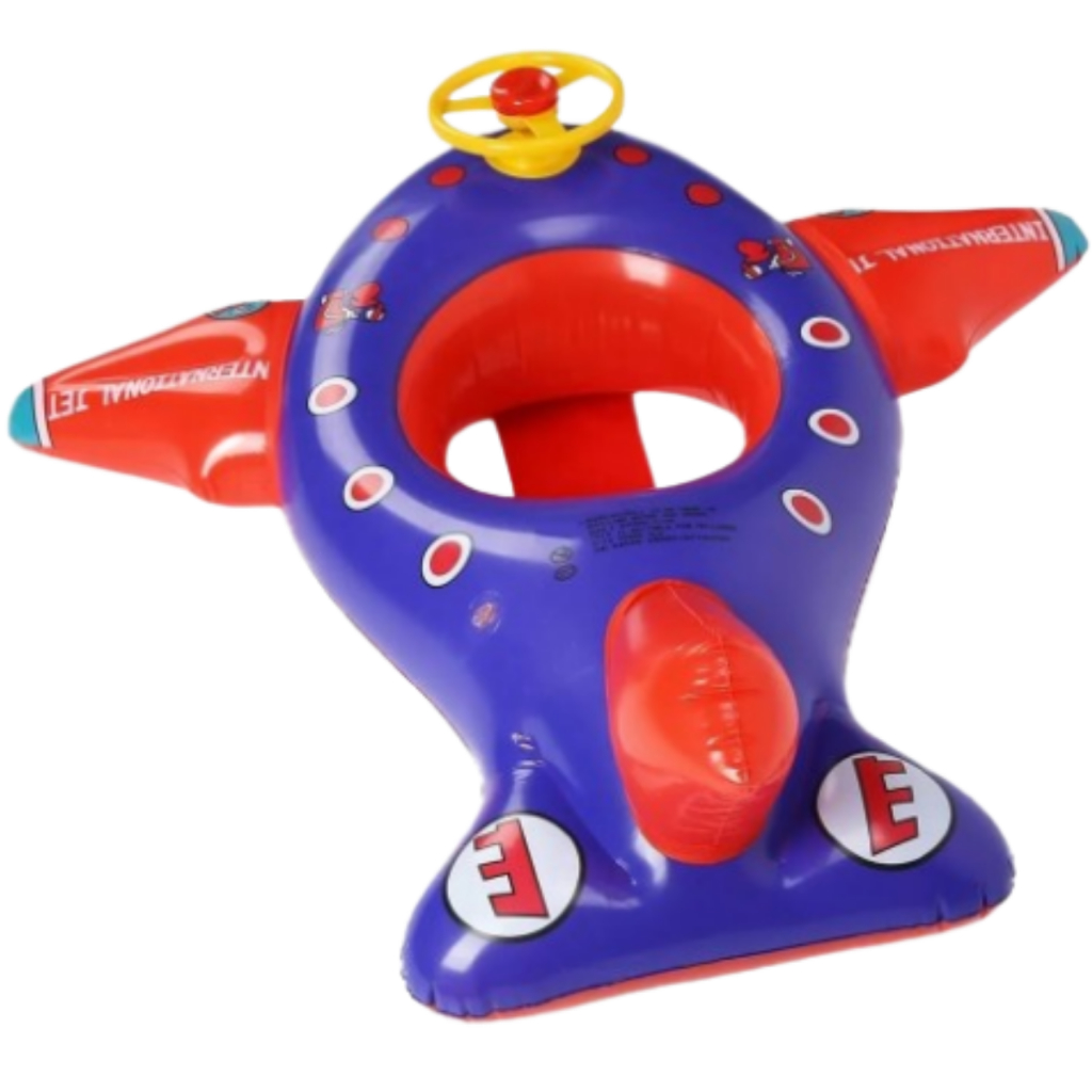 Boia FORMATO AVIÃO COM VOLANTE E BUZINA CINTURA Inflável LUXO PISCINA ...